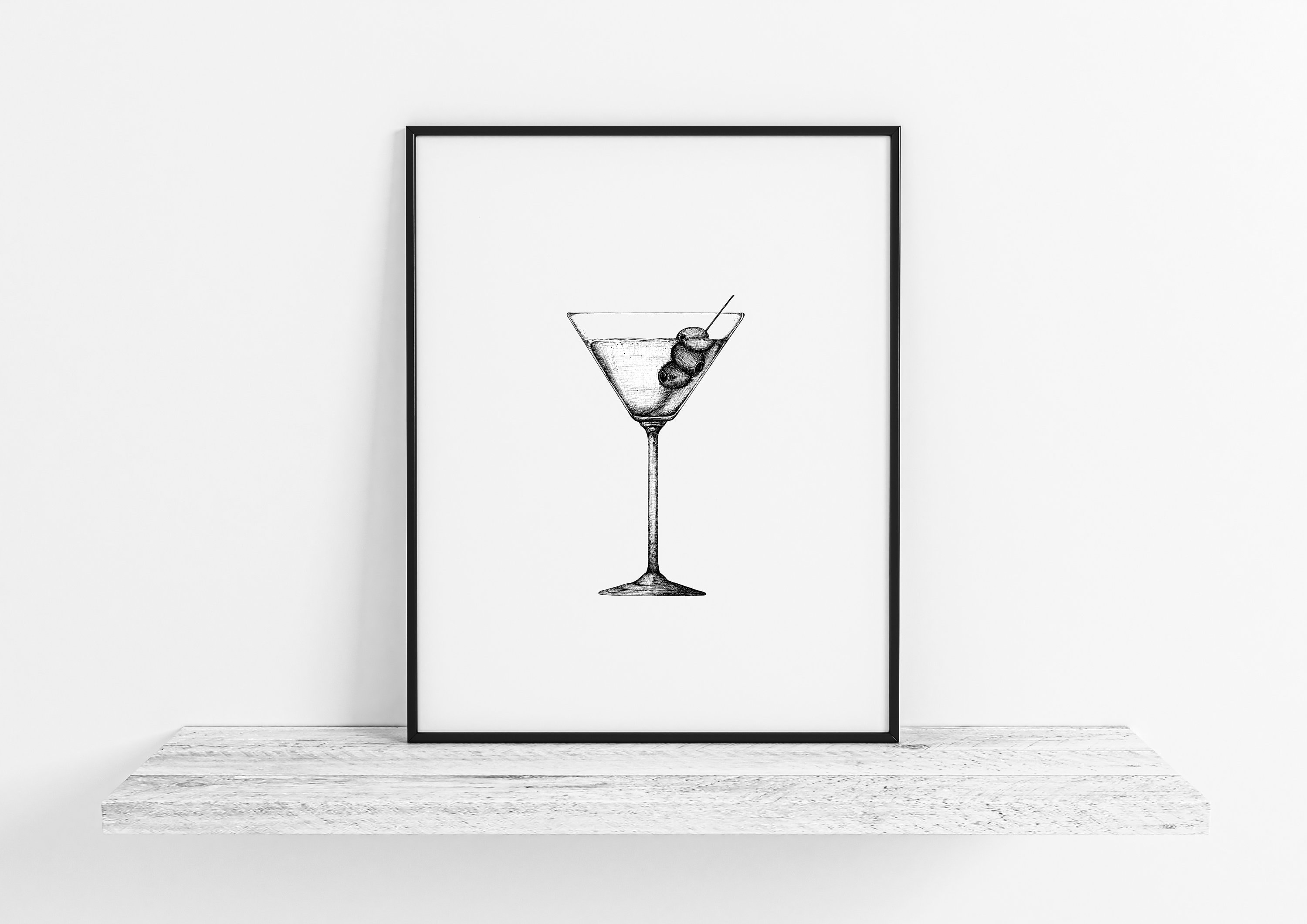 Extra Dirty Martini Art Print | Vintage Classic Cocktail Art Poster ...