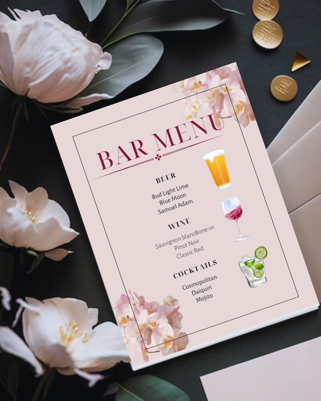 Elegant Bar Menu Template - Etsy