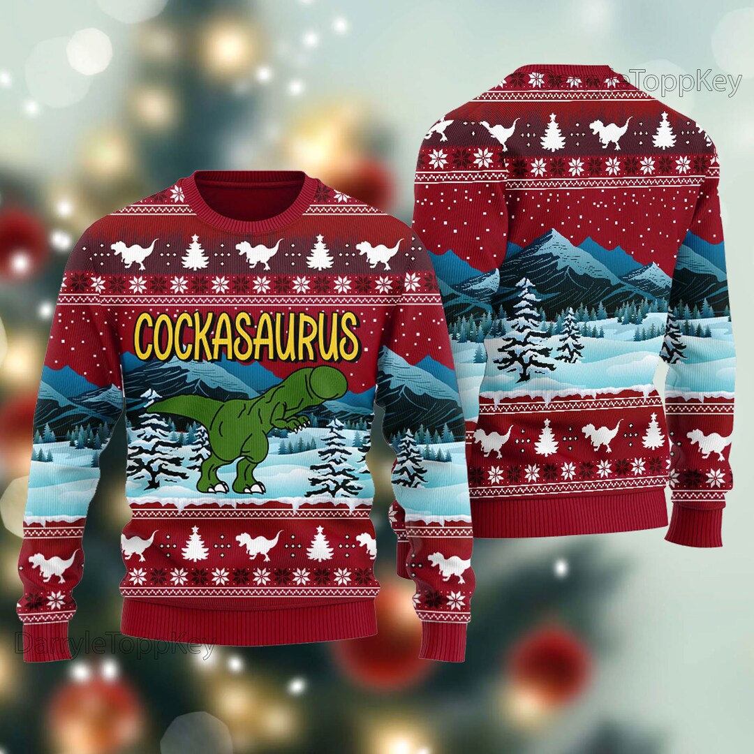Naughty Cockasaurus Ugly Christmas Sweater Funny Cocks - Etsy UK