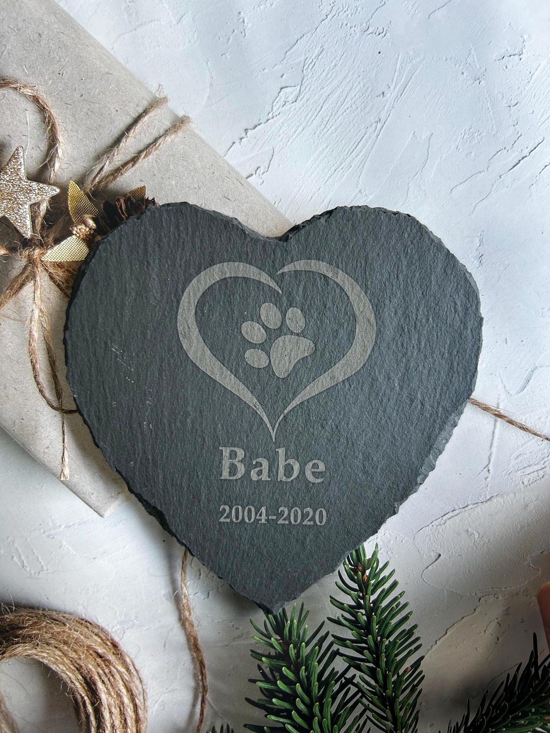 Custom Engraved Pet Memorial Garden Stone – Heart Shape Dog Headstone ...