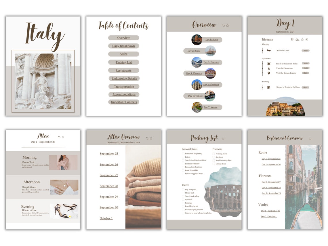 Italy Travel Itinerary, Travel Planner, Travel Guide, Daily Travel ...