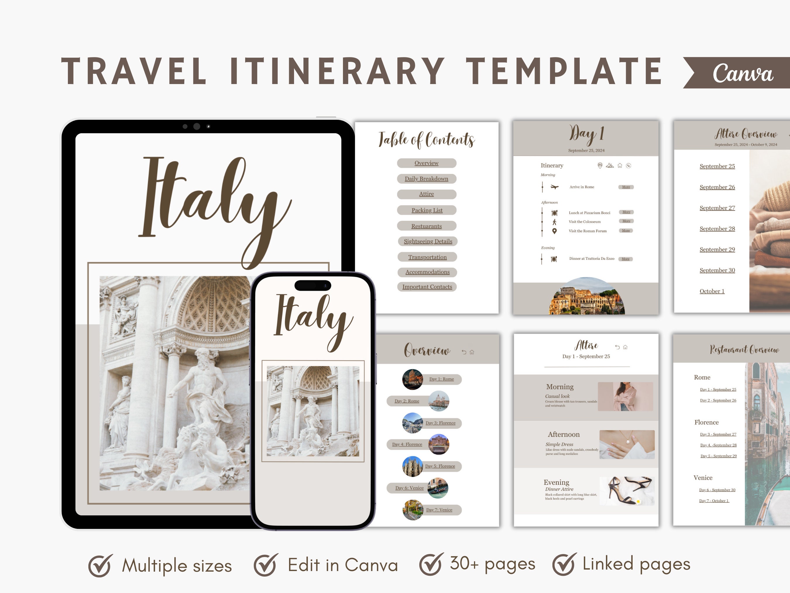 Italy Travel Itinerary, Travel Planner, Travel Guide, Daily Travel ...