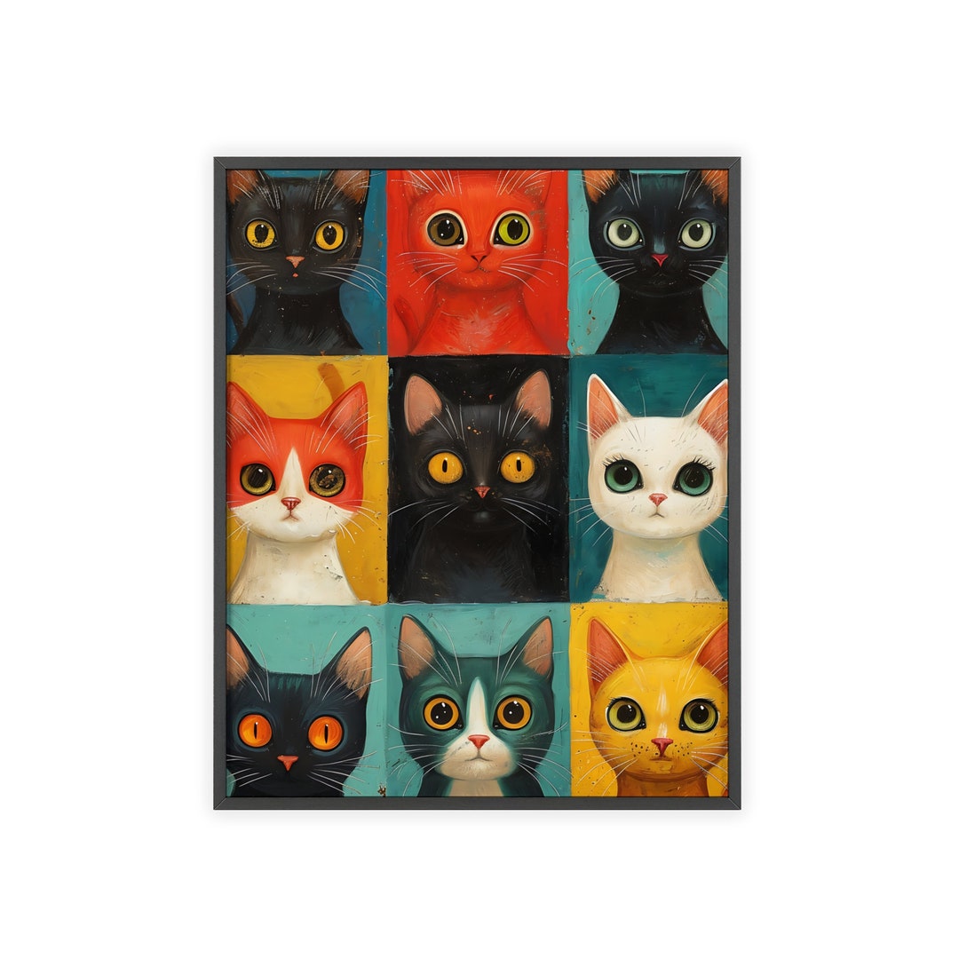 Cats Cats Posters With Wooden Frame - Etsy