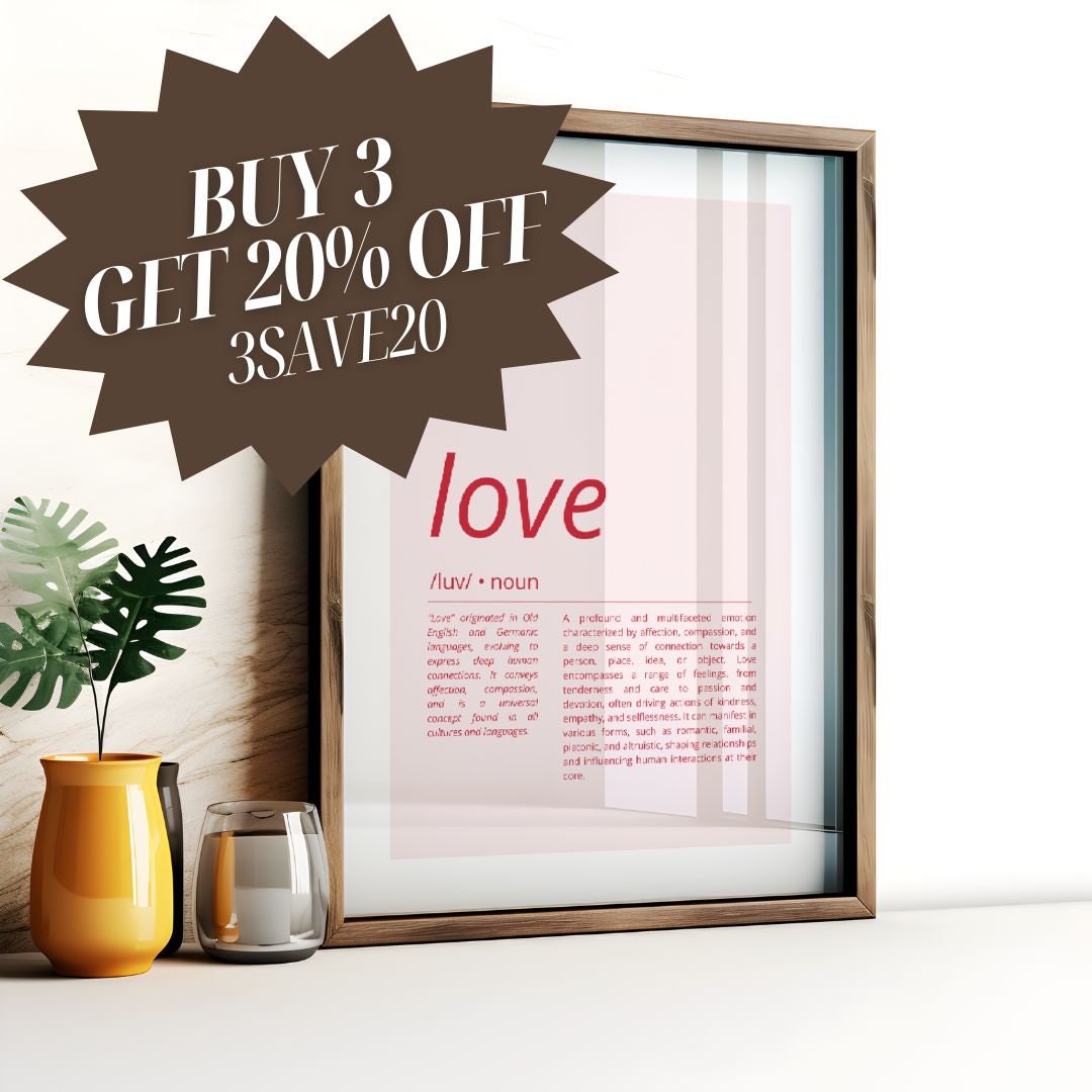 LOVE Pink Word Definition Poster Printable Wall Art - Etsy