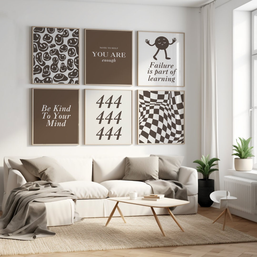 Brown Positive Affirmation Poster Set of 6 | Self Love Wall Art ...