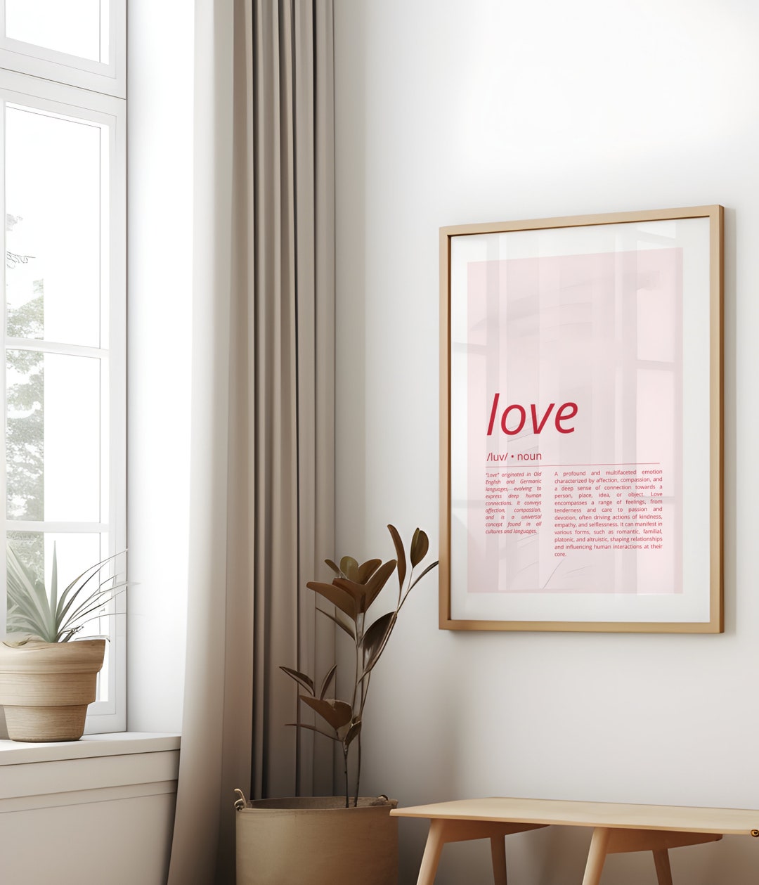 LOVE Pink Word Definition Poster | Printable Wall Art | Digital ...