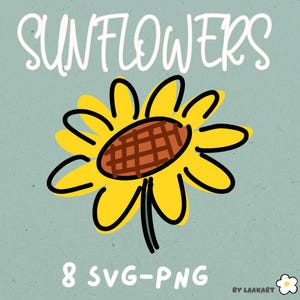 Sunflowers Cute Doodle SVG and PNG - Etsy