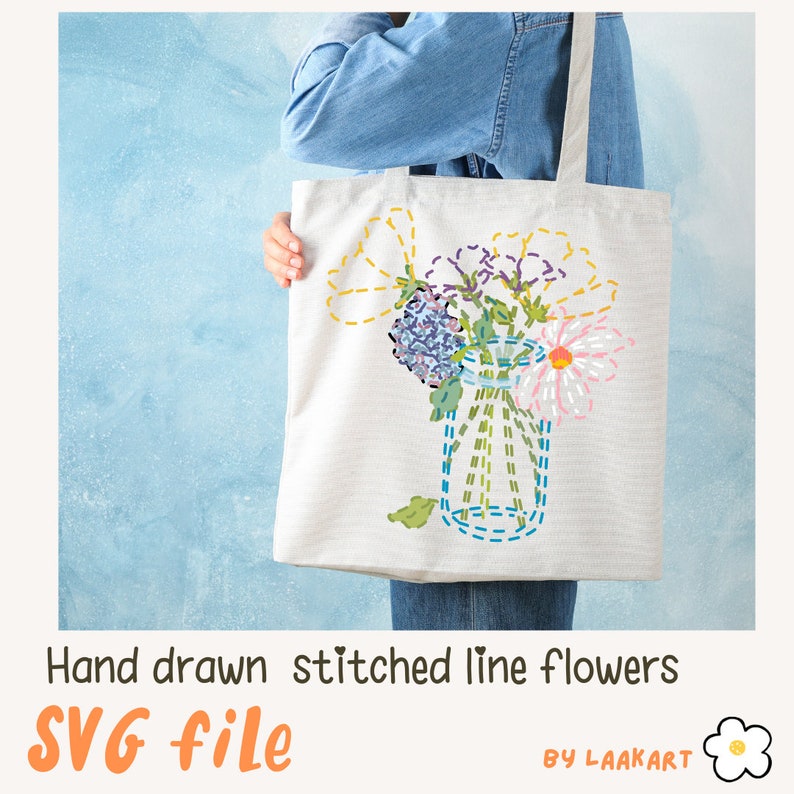 Hand Drawn Stitched Line Flowers SVG - Etsy