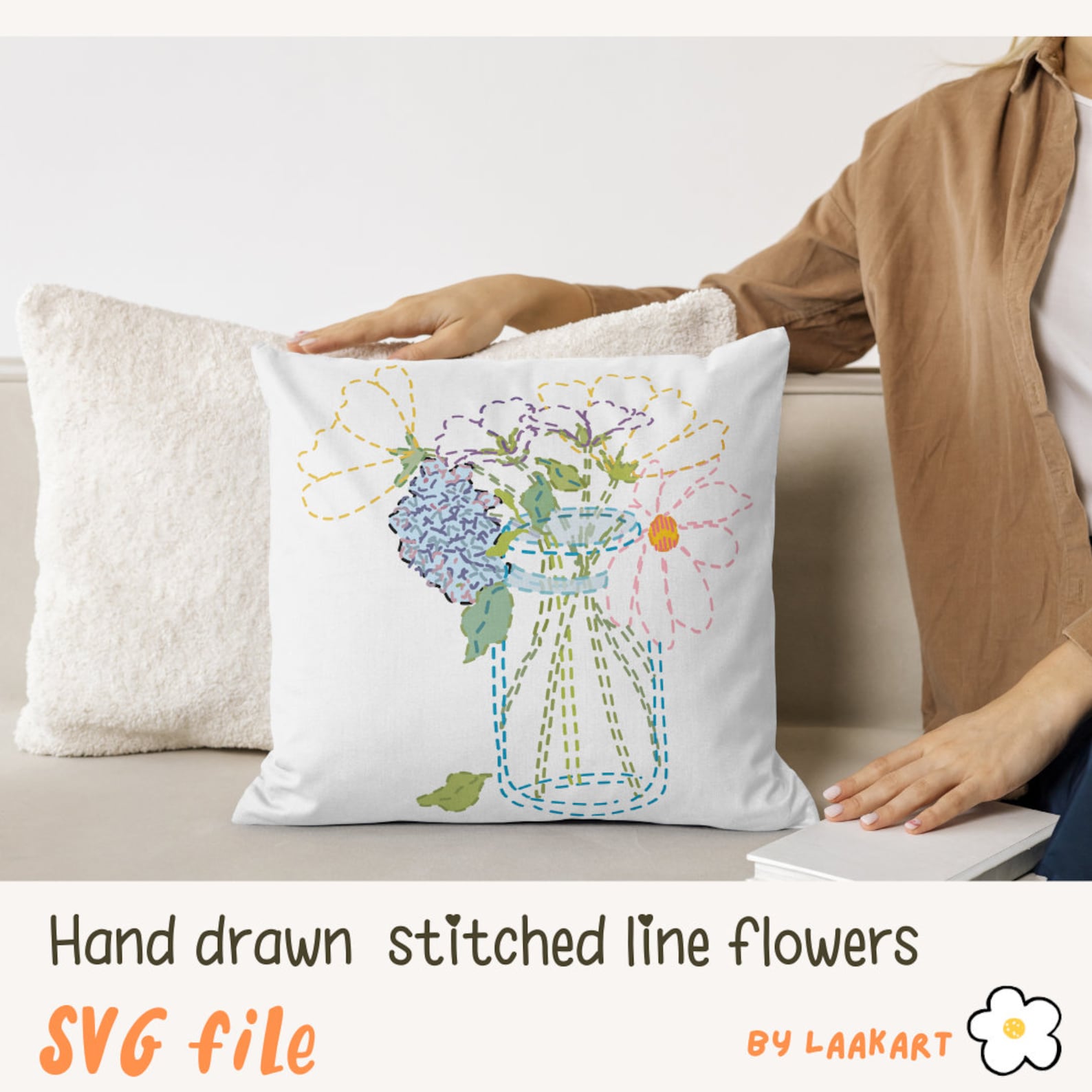 Hand Drawn Stitched Line Flowers SVG - Etsy