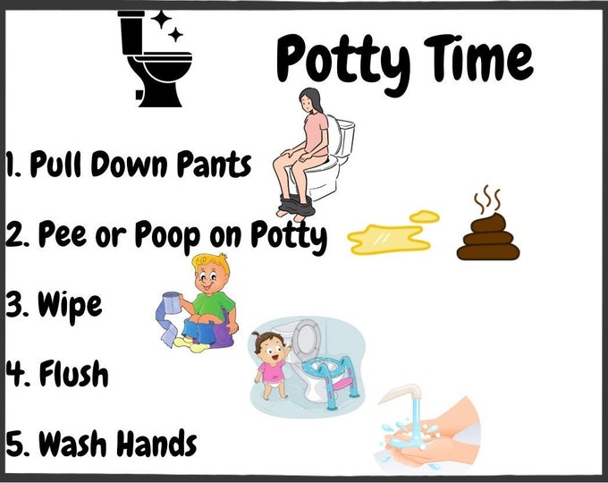 Step by Step Bathroom Routine and Potty Training Chart and Cards ...