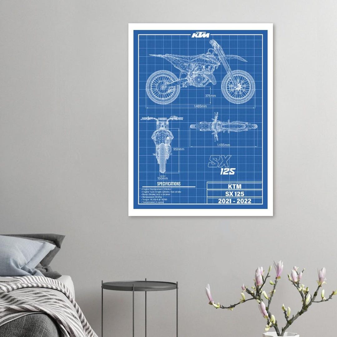 KTM SX 125 Blueprint Poster, 2022 KTM Blueprint, Supermoto Poster - Etsy