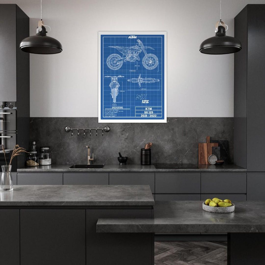 KTM SX 125 Blueprint Poster, 2022 KTM Blueprint, Supermoto Poster - Etsy