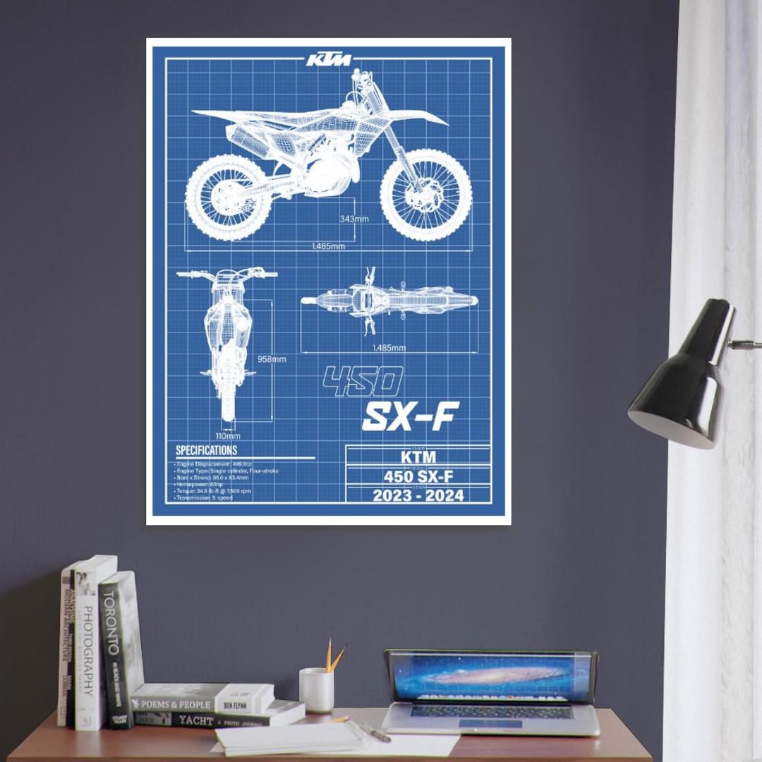 KTM SX-F 450 Blueprint Poster, Dirtbike Blueprint, Motocross Poster - Etsy