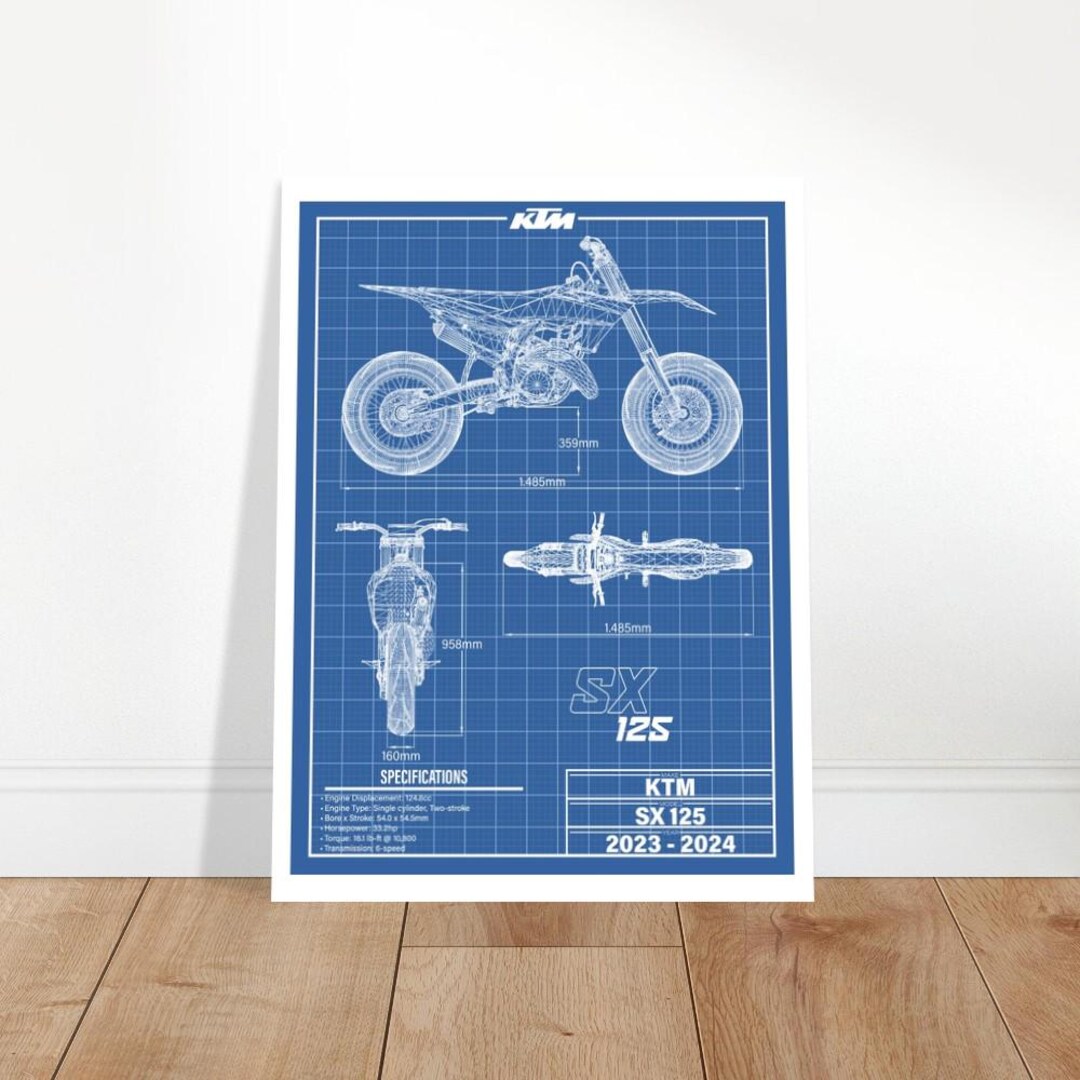 KTM SX 125 Blueprint Poster, KTM Blueprint, Supermoto Poster - Etsy