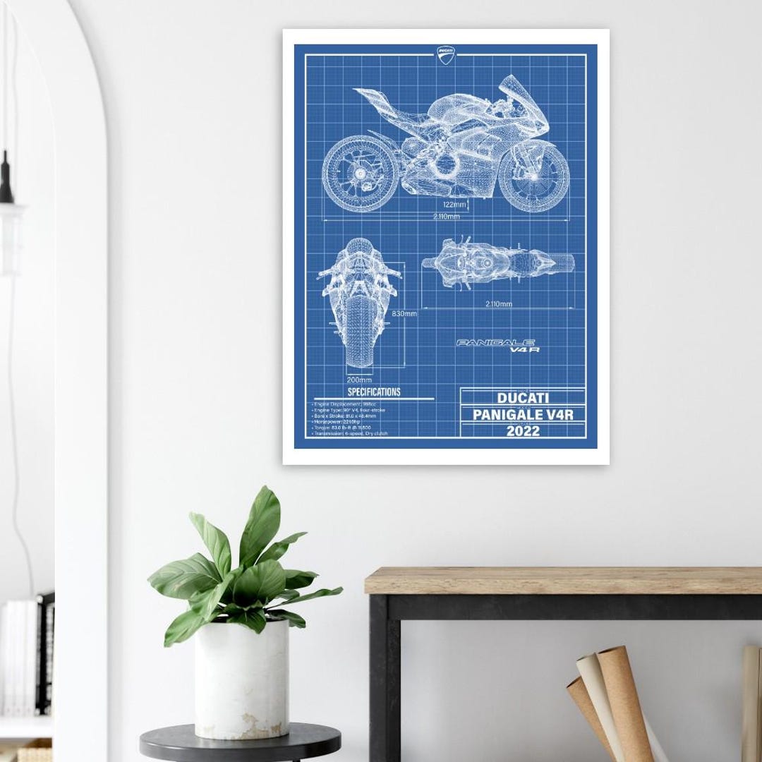 Ducati Panigale V4R Blueprint Poster, Ducati Blueprint, Superbike ...