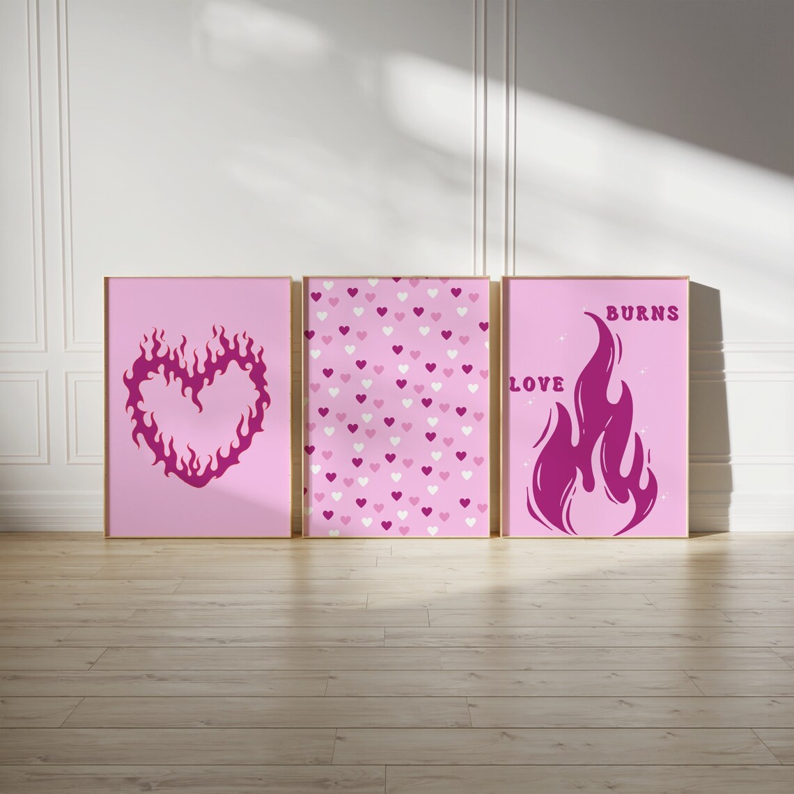Preppy Room Decor Pink Wall Art Set of 3 Wall Art Retro - Etsy