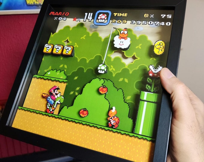 Super Mario World Stage1 3d Shadow Box - Etsy