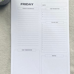 Daily Planner Friday Template Printable A4 PDF Format - Planner ...