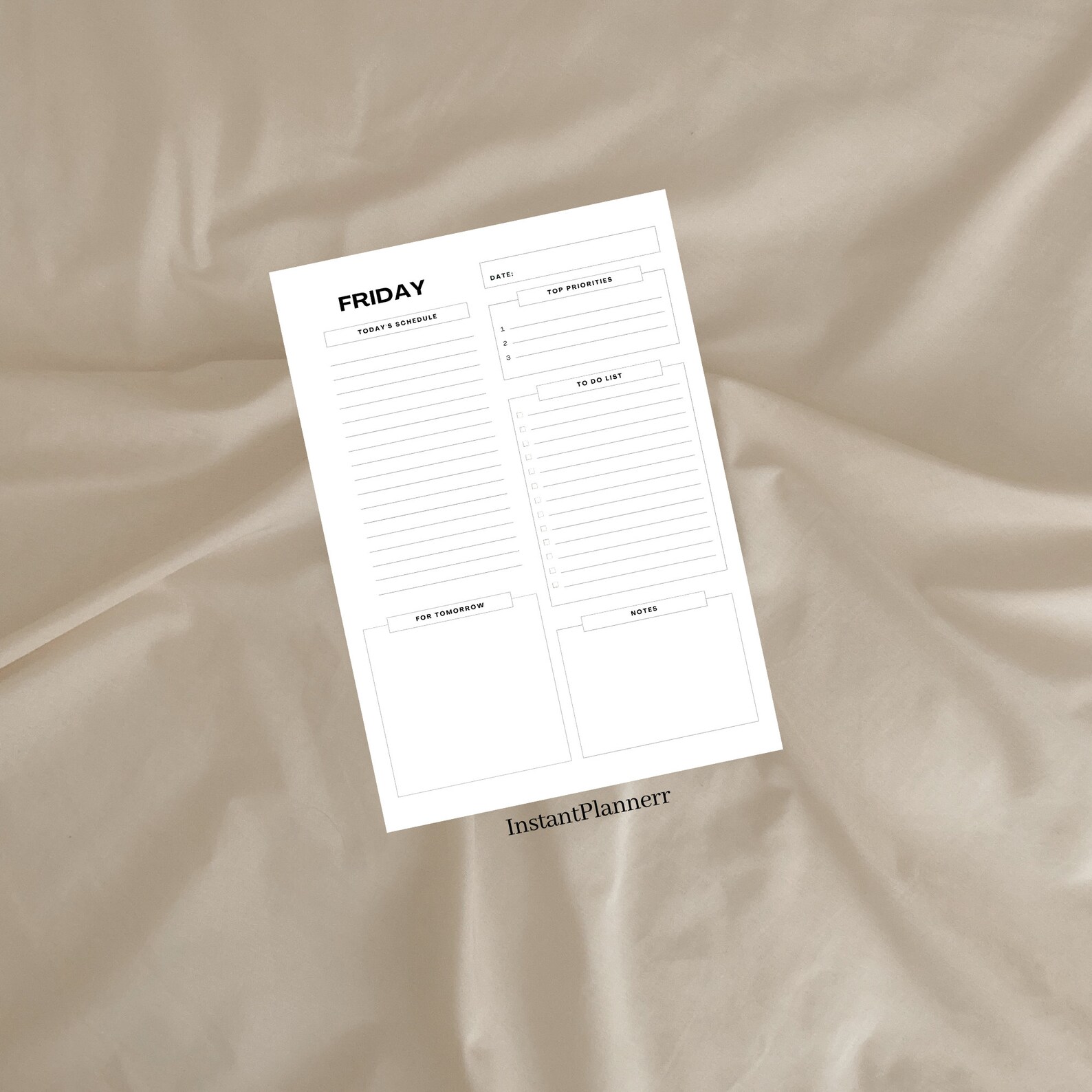 Daily Planner Friday Template Printable A4 PDF Format - Planner ...