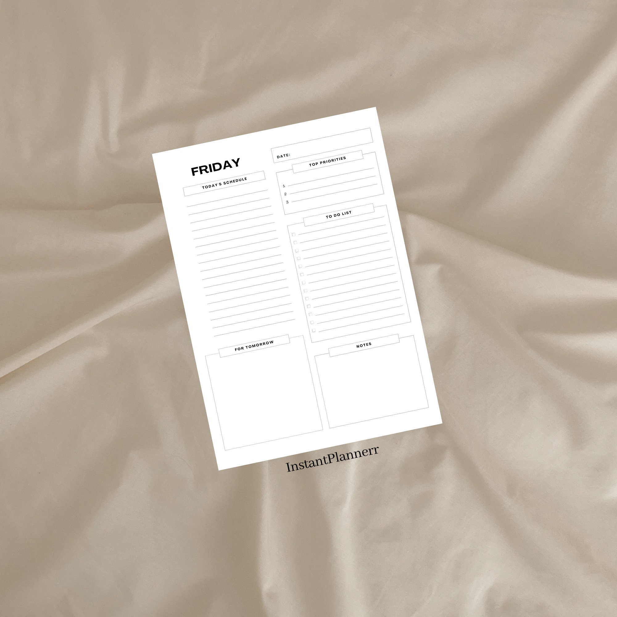 Daily Planner Friday Template Printable A4 PDF Format - Planner ...