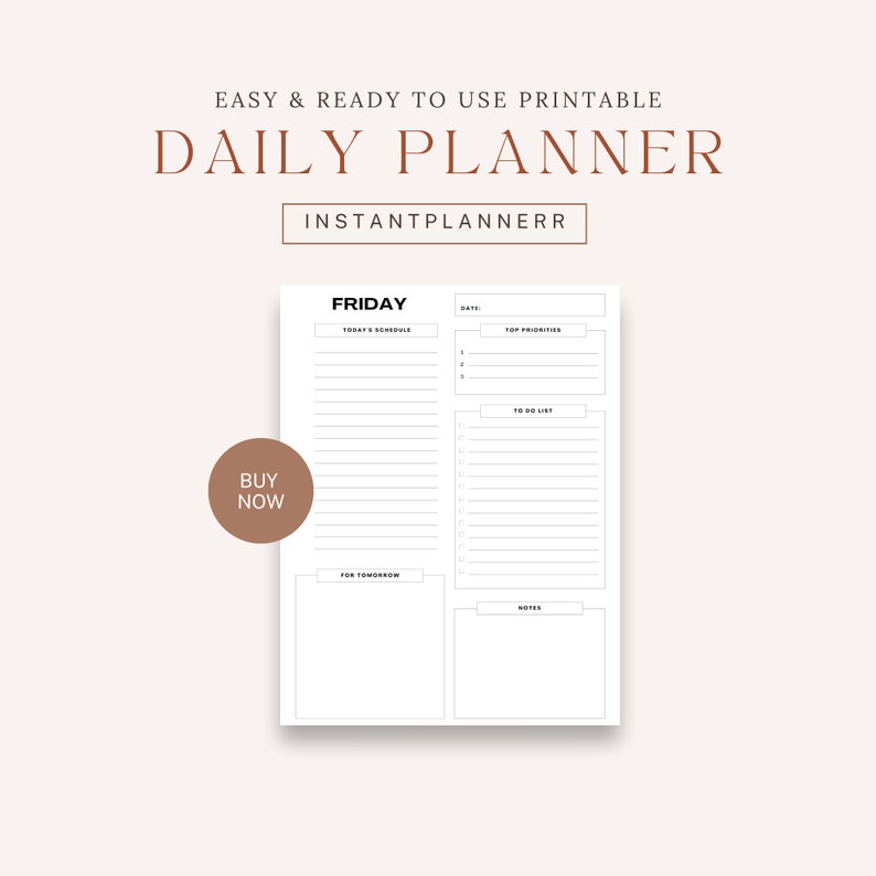 Daily Planner Friday Template Printable A4 PDF Format - Planner ...