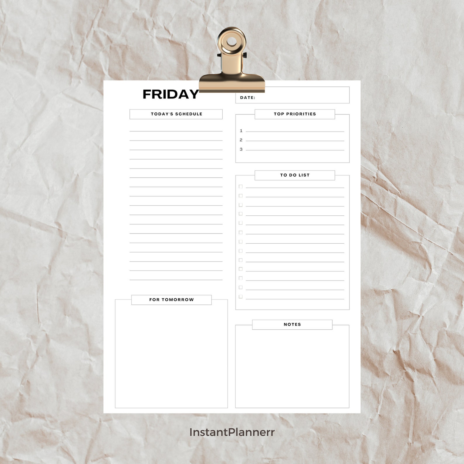 Daily Planner Friday Template Printable A4 PDF Format - Planner ...