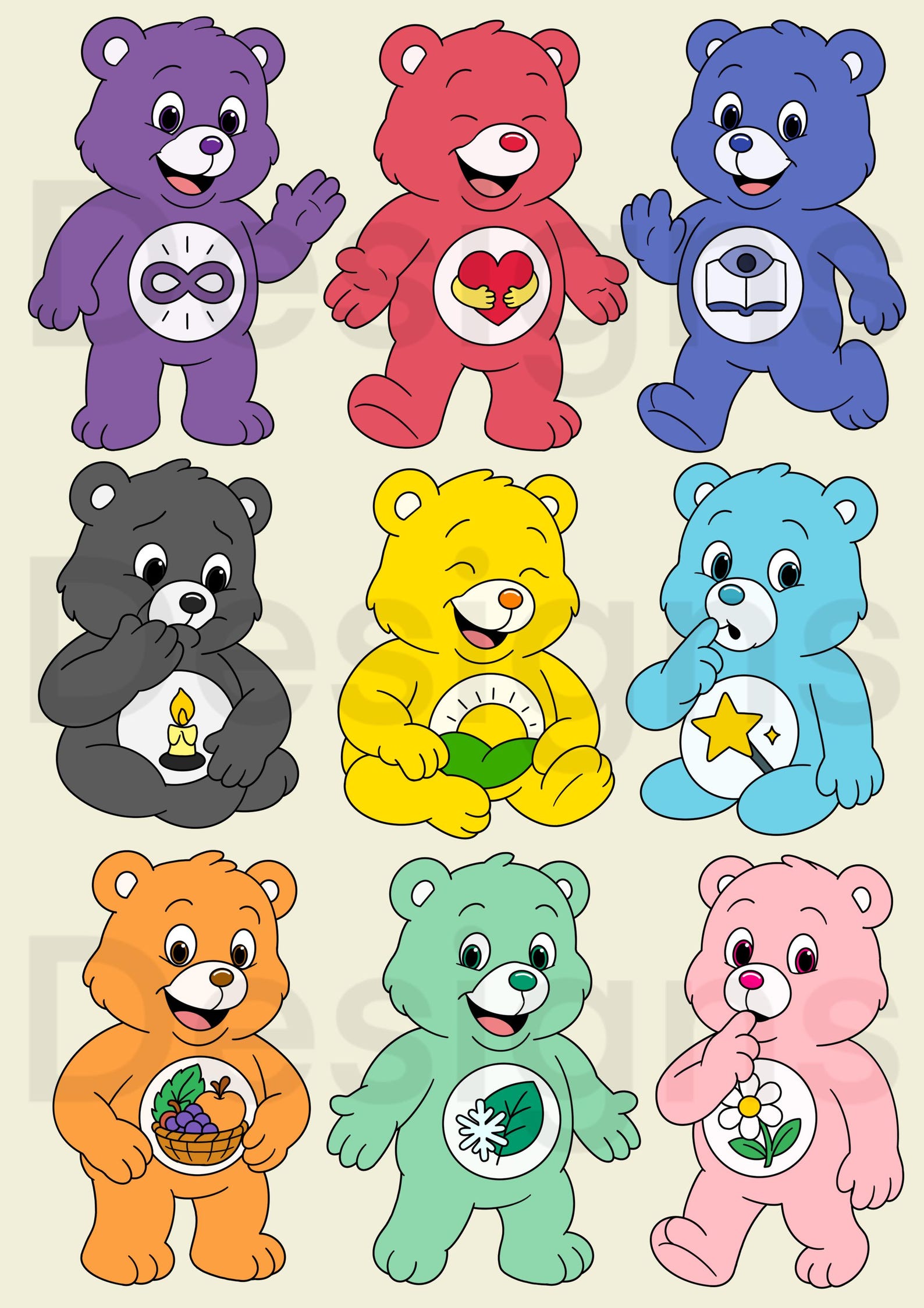 Caring Bear Digital Stickers | Decor, Crafting & Scrapbooking, Fun ...