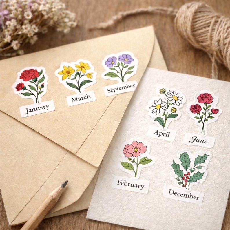 Birth Month Flower Stickers – Printable Monthly Floral Stickers for ...
