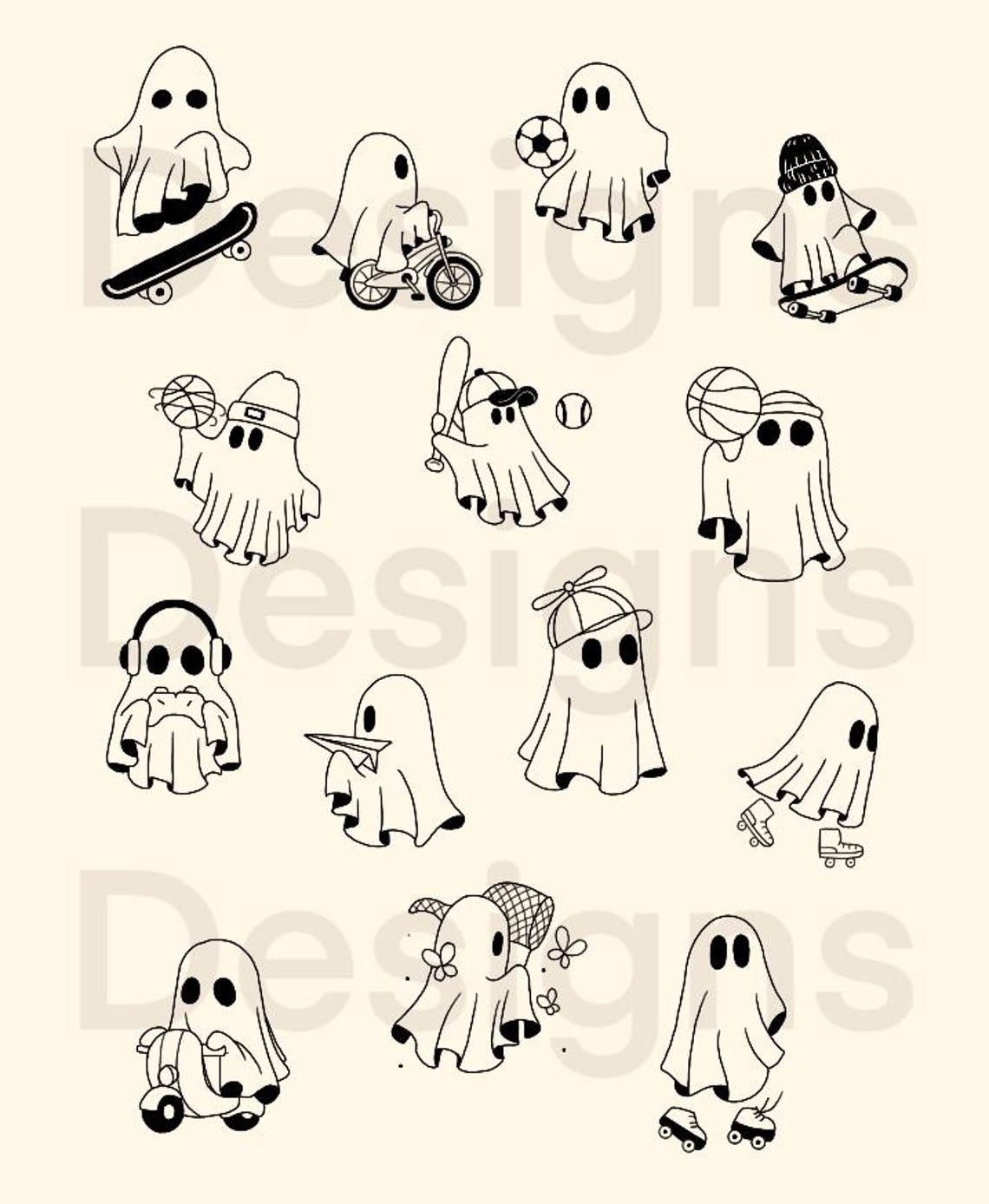 100+ Cute Ghost Clipart Bundle | PNG JPEG | Halloween Spooky | Kawaii ...