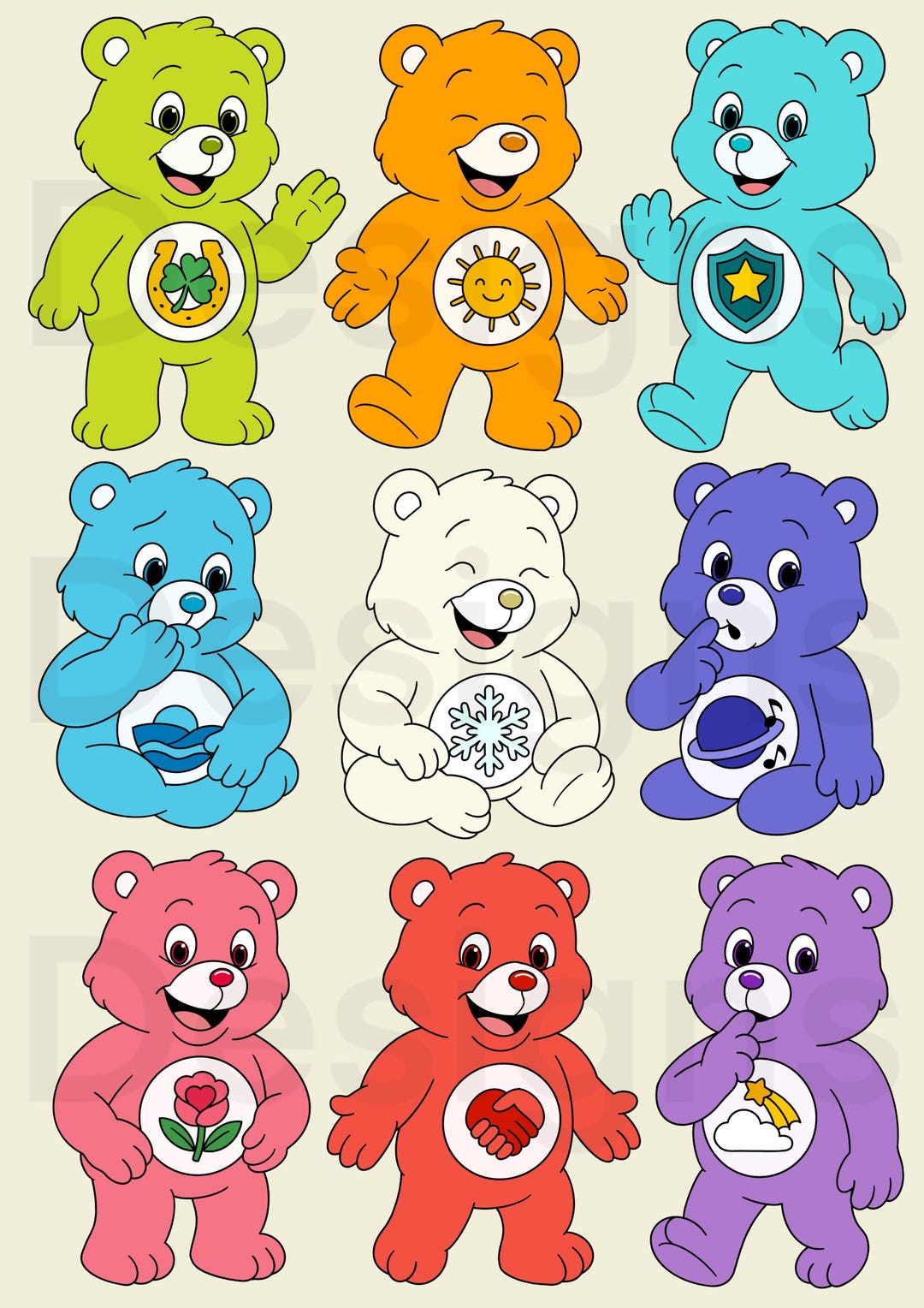 Caring Bear Digital Stickers | Decor, Crafting & Scrapbooking, Fun ...