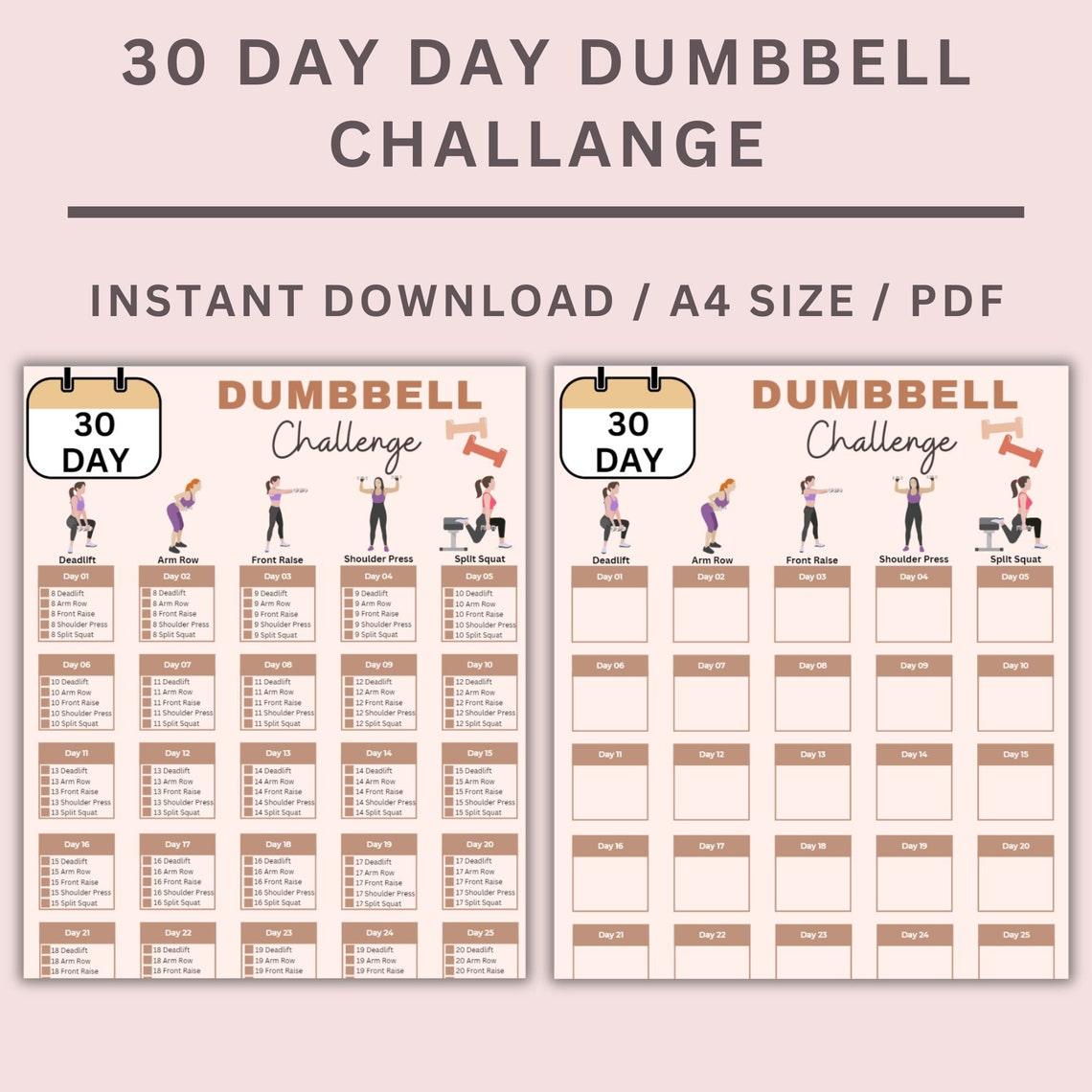 30 Day Dumbbell Workout Challenge - Home Office Fitness Guide - Full ...