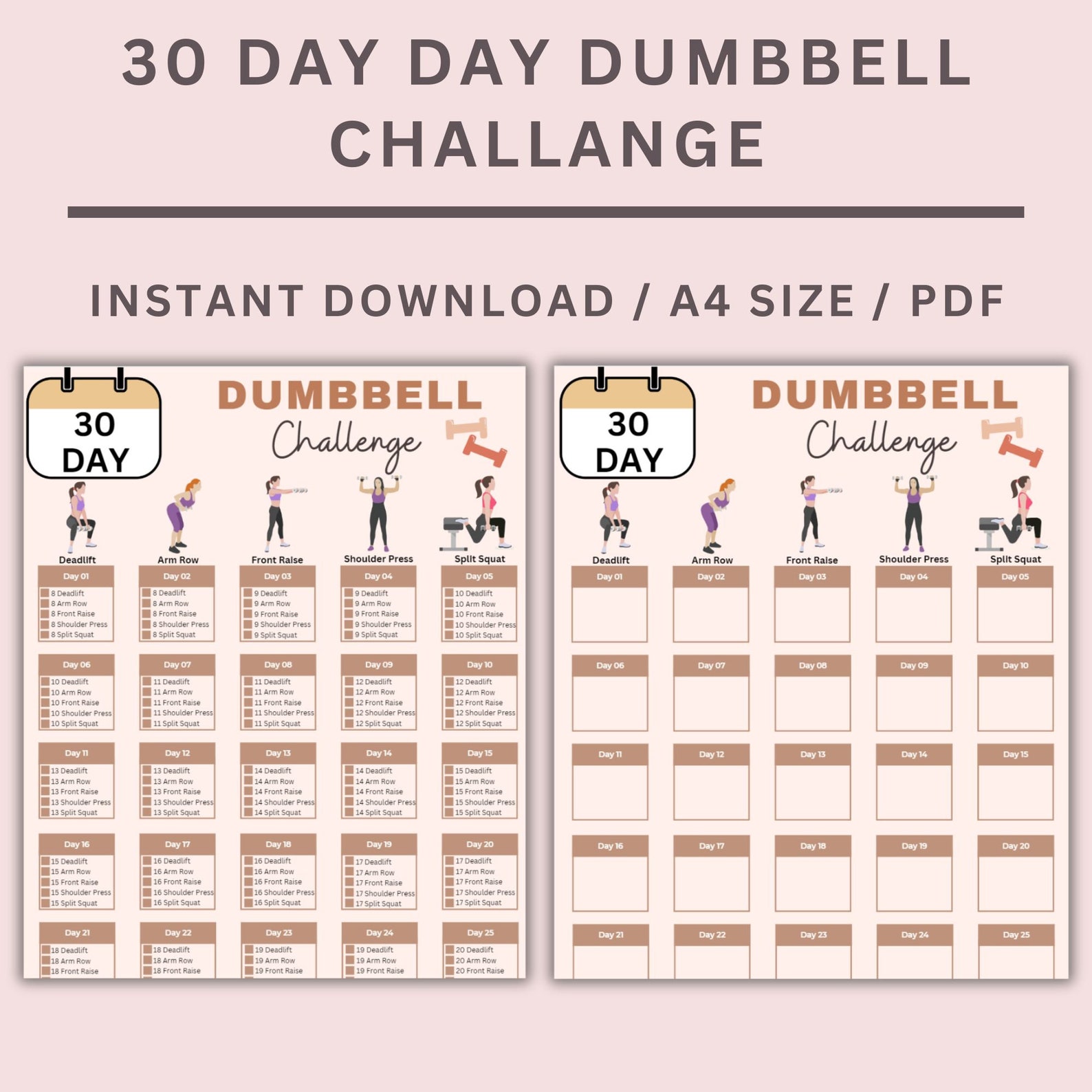 30 Day Dumbbell Workout Challenge - Home Office Fitness Guide - Full ...