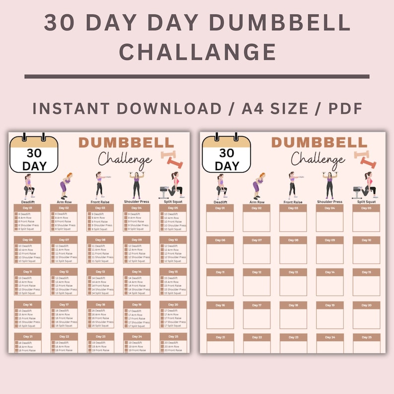 30 Day Dumbbell Workout Challenge - Home Office Fitness Guide - Full ...