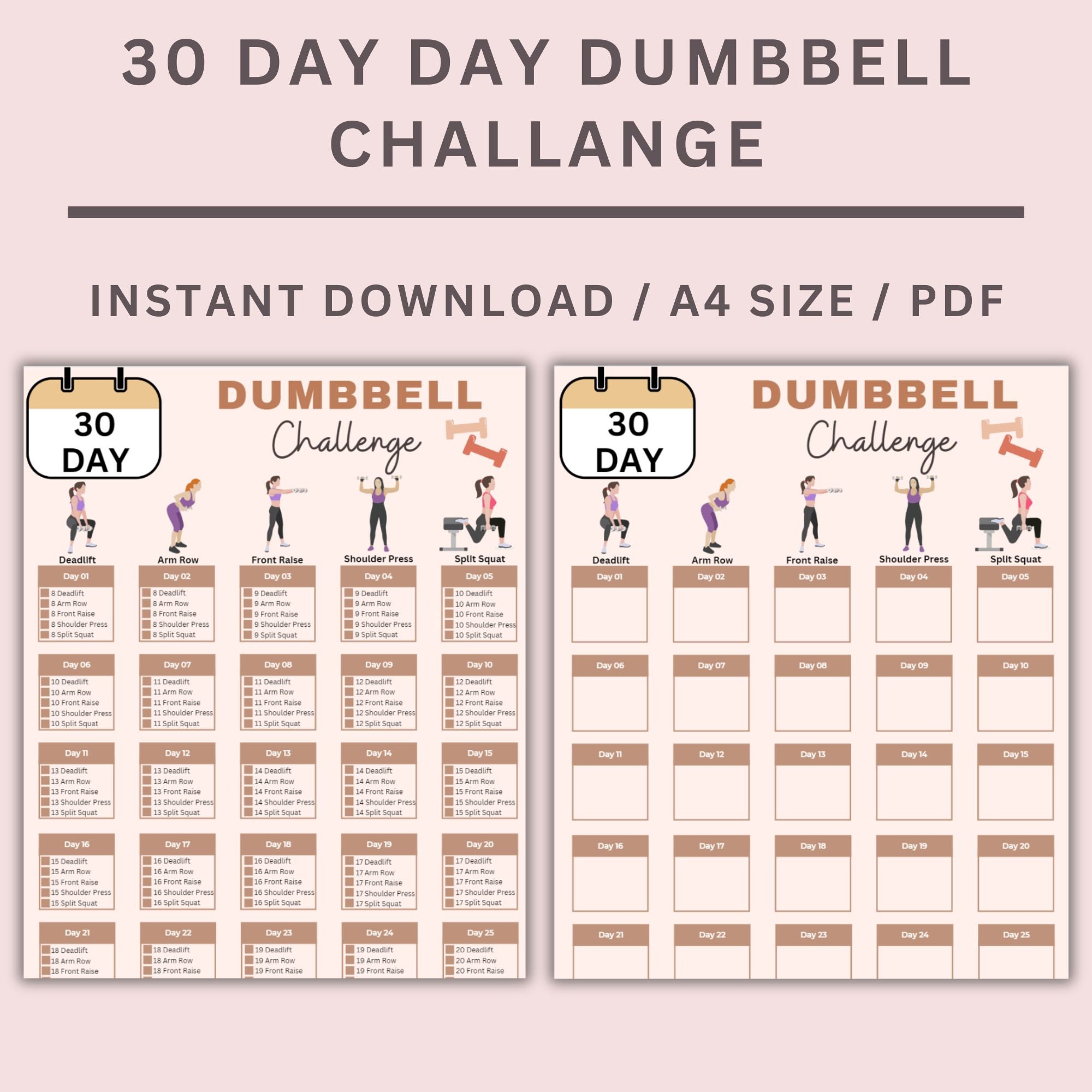30 Day Dumbbell Workout Challenge - Home Office Fitness Guide - Full ...