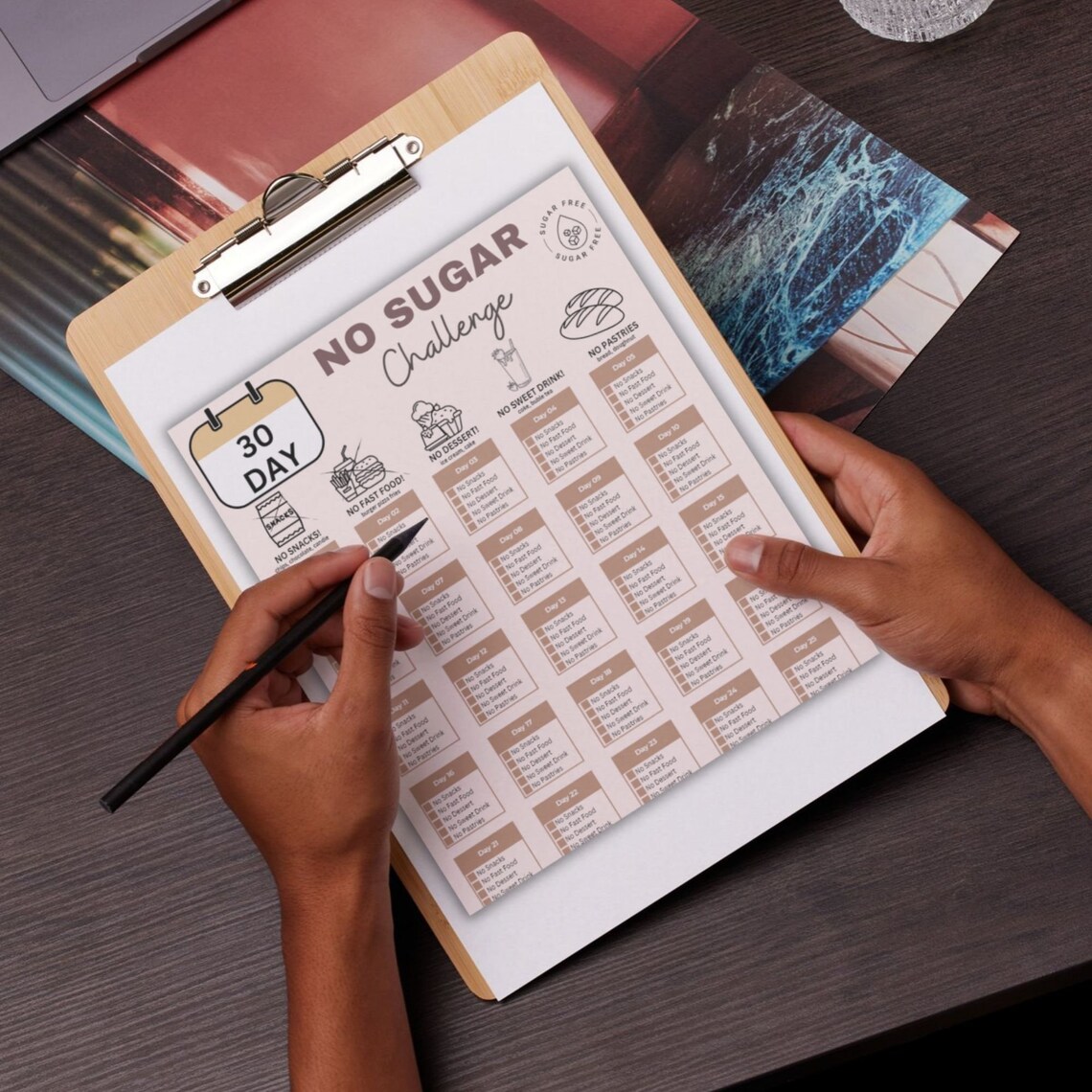 30 Day No Sugar Challenge - Detox Planner - No Sweet Tracker - Stop ...