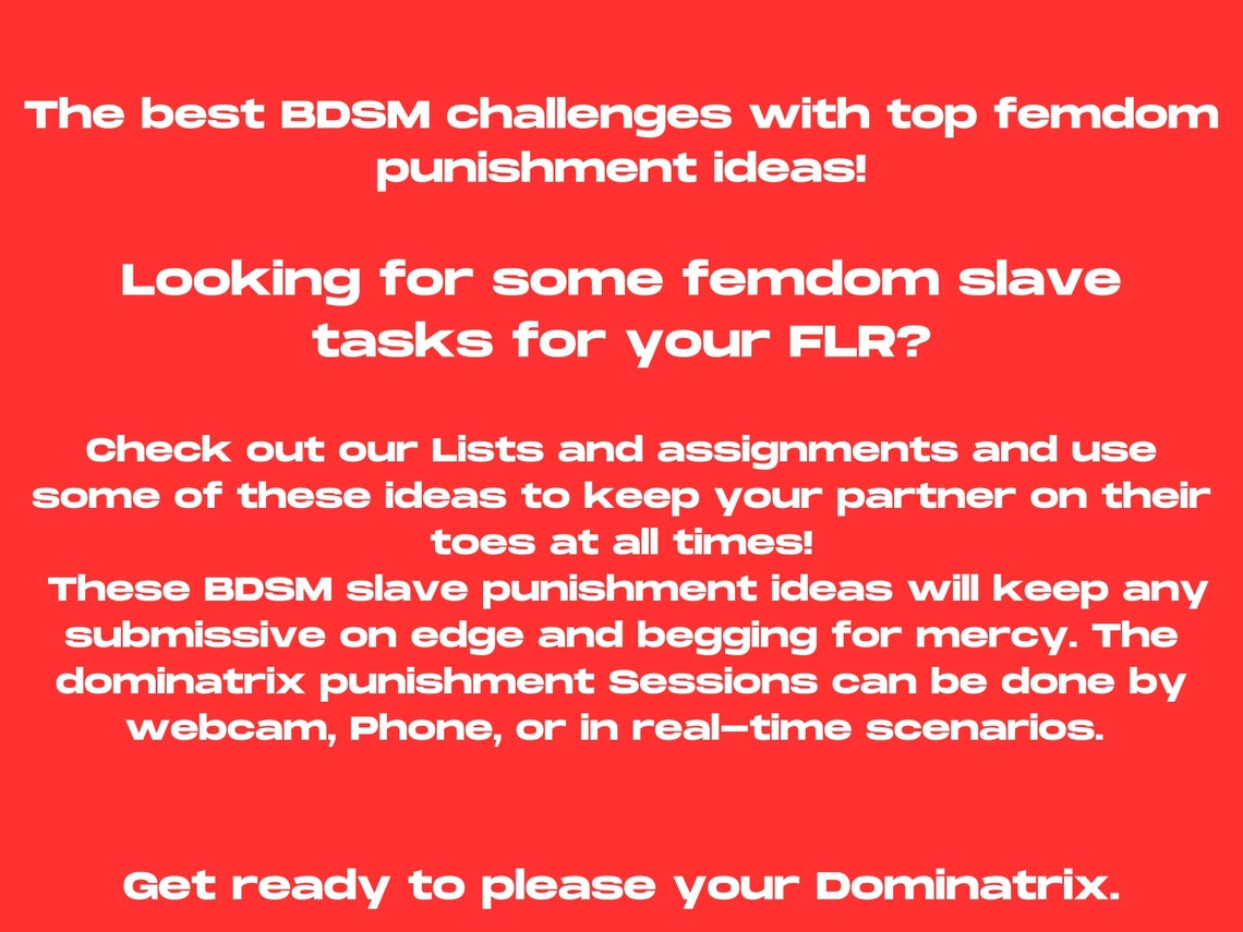 100 Femdom Tasks - Challenging Commands for Submissives - Dominatrix Rules - Domination and ...