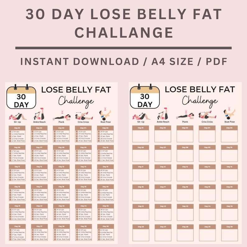 30 Day Lose Belly Fat Workout Challenge - at Your Home or Office - Stomach Exercise Waist ...