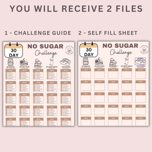 30 Day No Sugar Challenge - Detox Planner - No Sweet Tracker - Stop ...