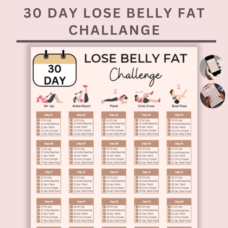 30 Day Lose Belly Fat Workout Challenge - at Your Home or Office ...