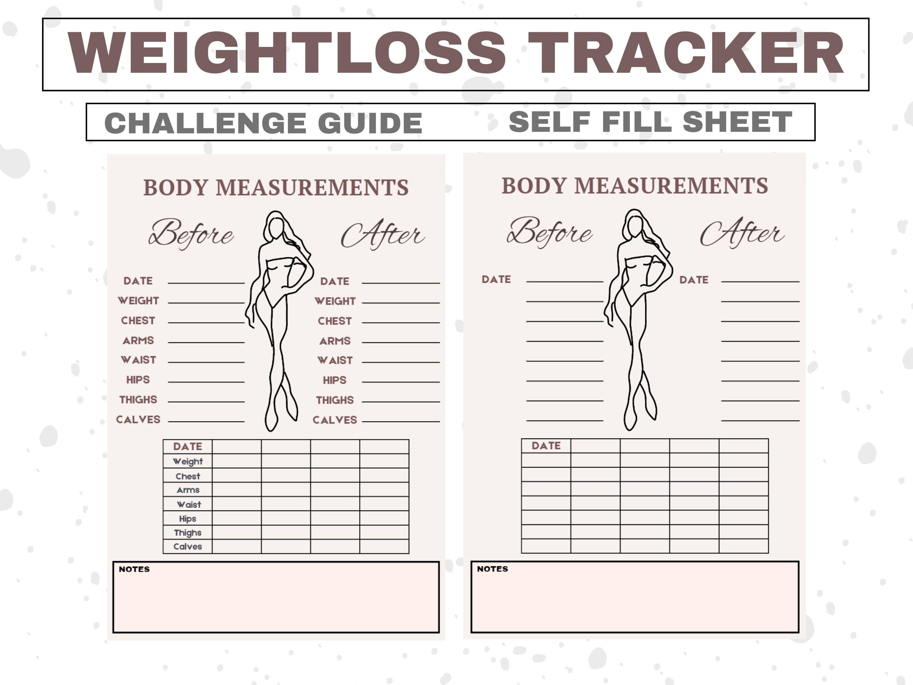 Weight Loss Tracker Challange - Calorie Deficit Printable - Digital ...