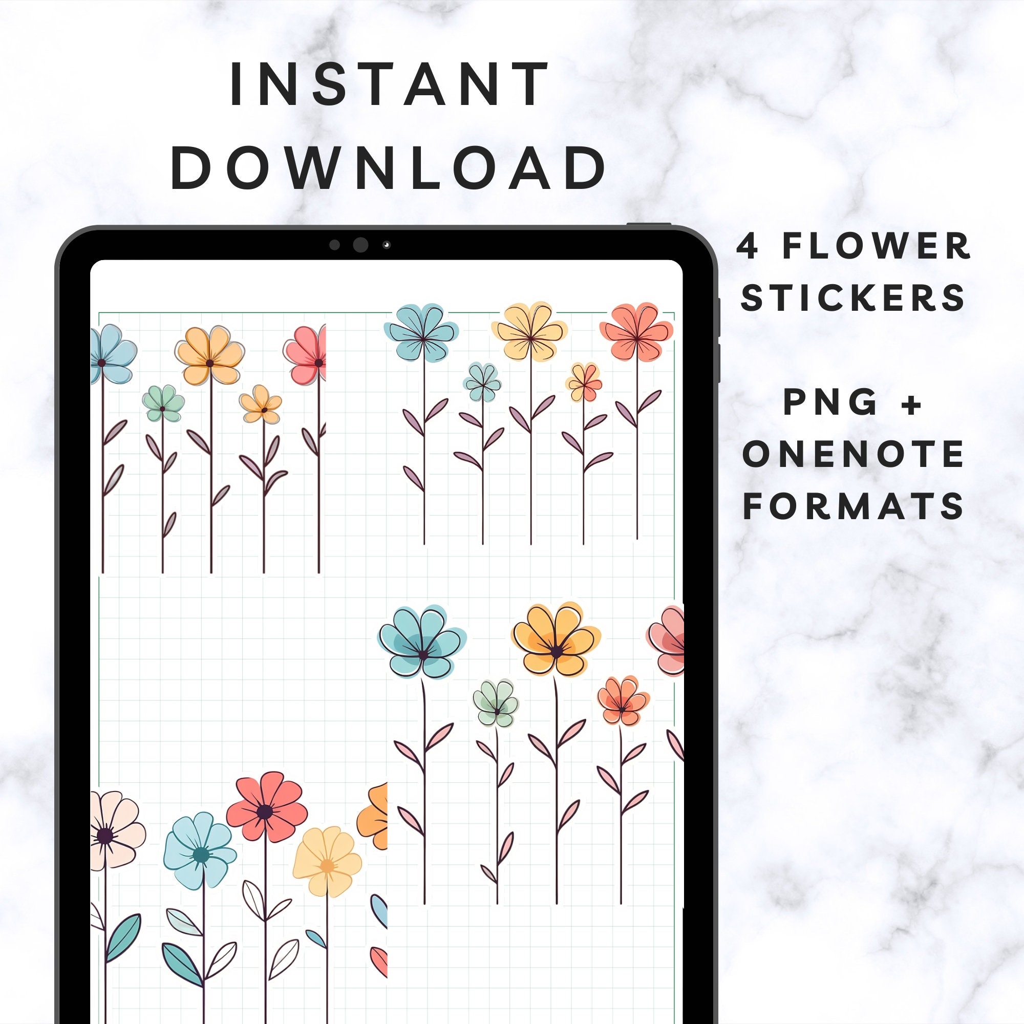 Onenote Stickers Watercolor Flowers Stickers, Plant Digital Stickers ...