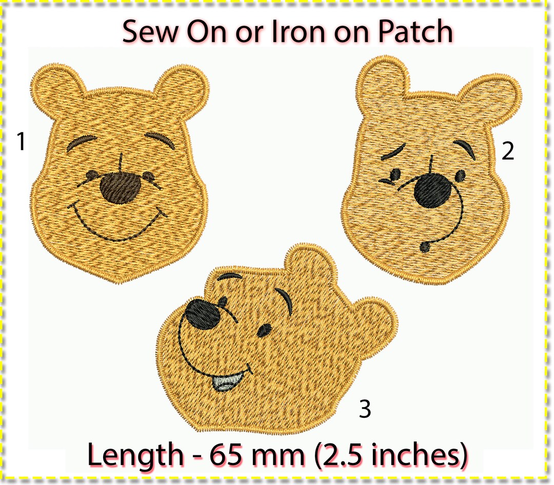 Patches, Sew on or Iron On. Pooh Bear Shaped Face. Winnie the Pooh and ...