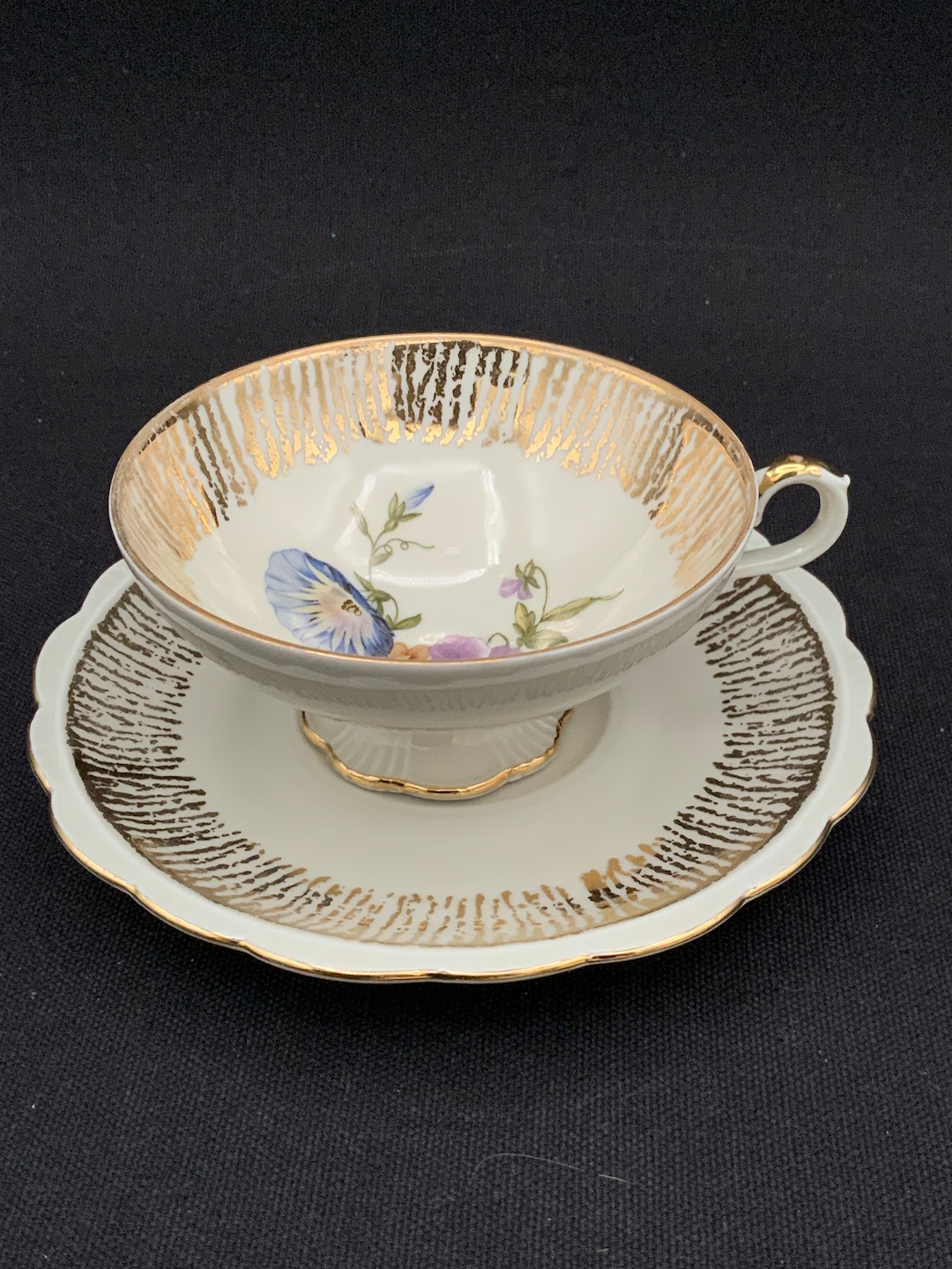 Gift, Vintage Wunsiedel Gold Geometric Tea Cup and Saucer, Purple ...