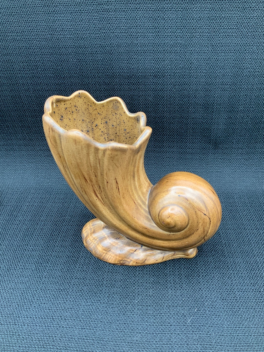Vintage Cornucopia Vase Planter Pottery Ceramic Nautilus Shell Cream ...