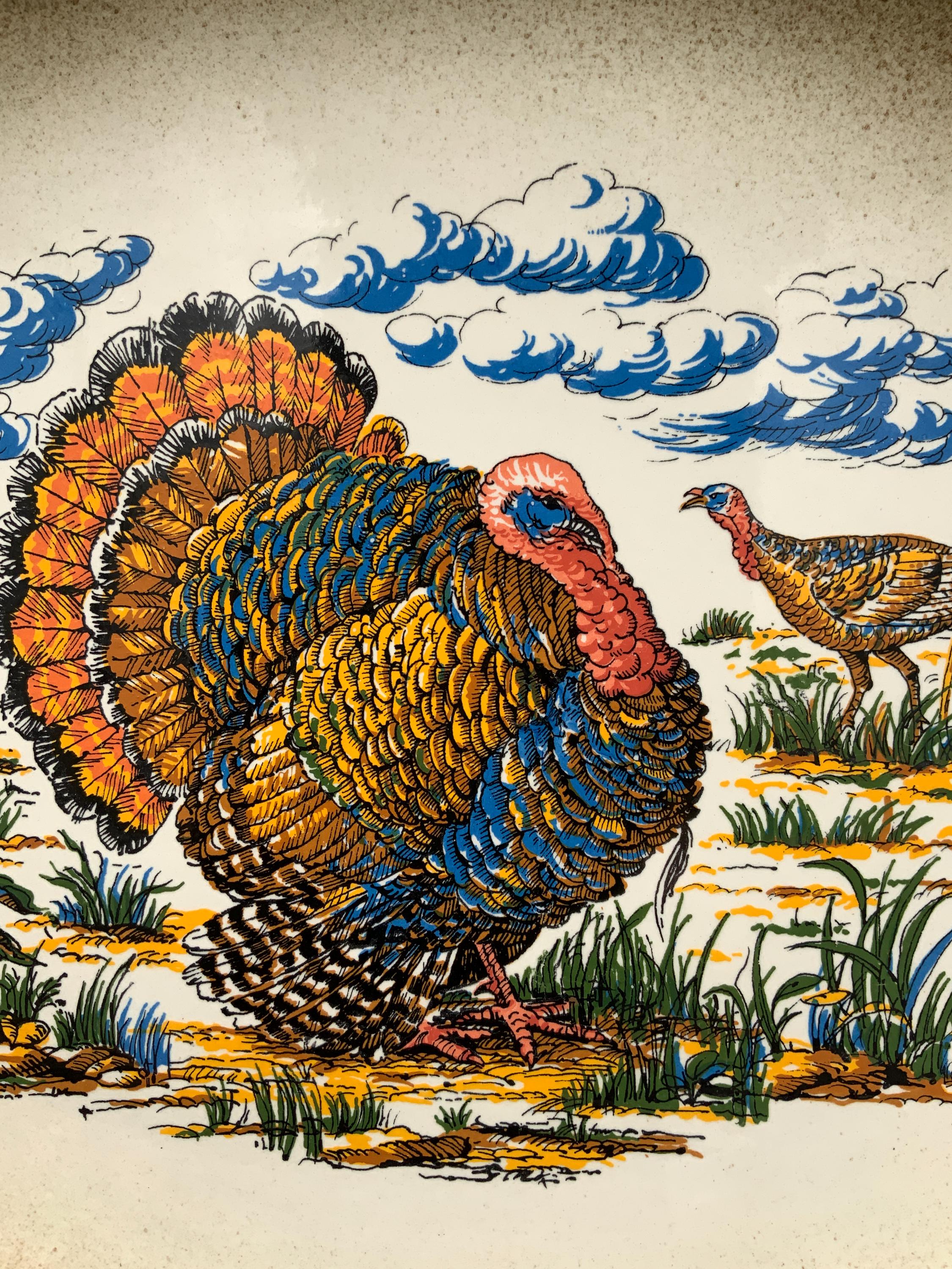 Vintage Lefton Turkey Platter ,shallow Bowl, Italian Style Thanksgiving ...
