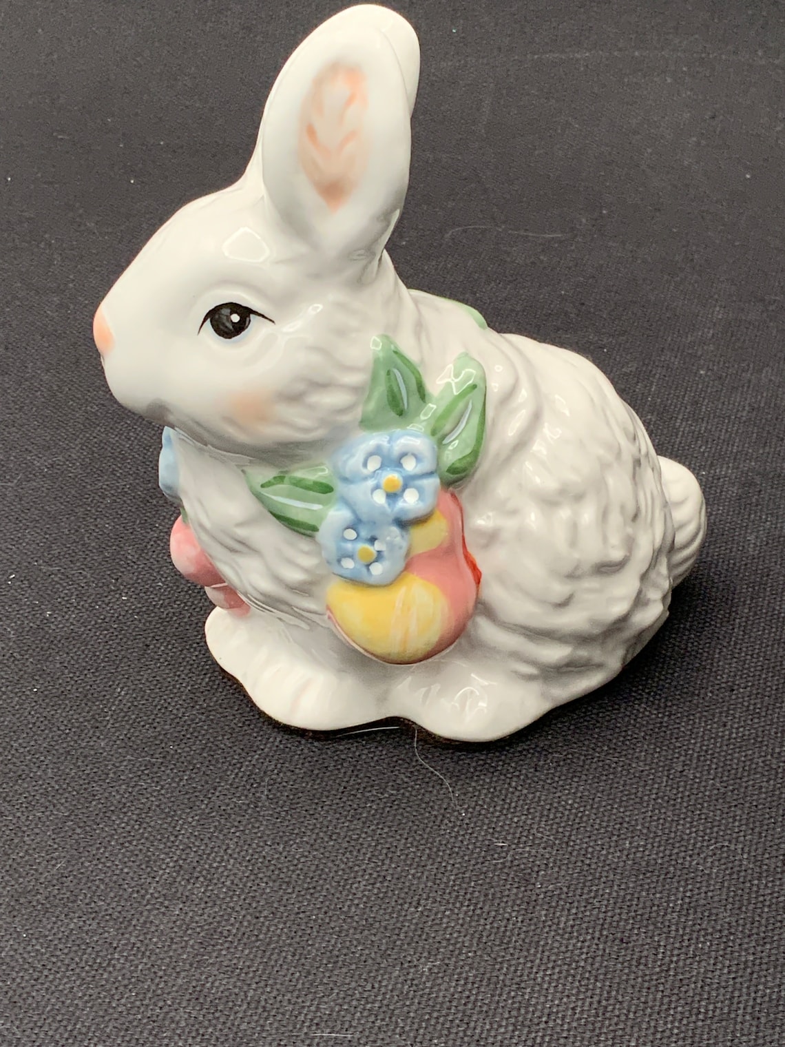 Vintage Ceramic Bunny Rabbit Figurine, Floral Fruit Decoration, 1998 ...