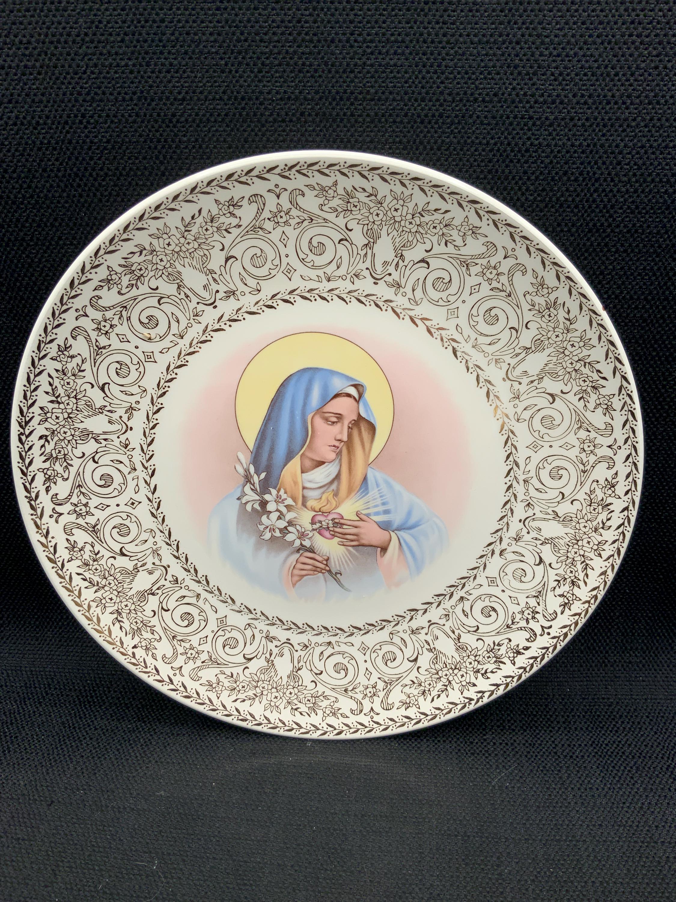 Vintage Sacred Heart of Mary Plate: Knowles Religious Collectible ...