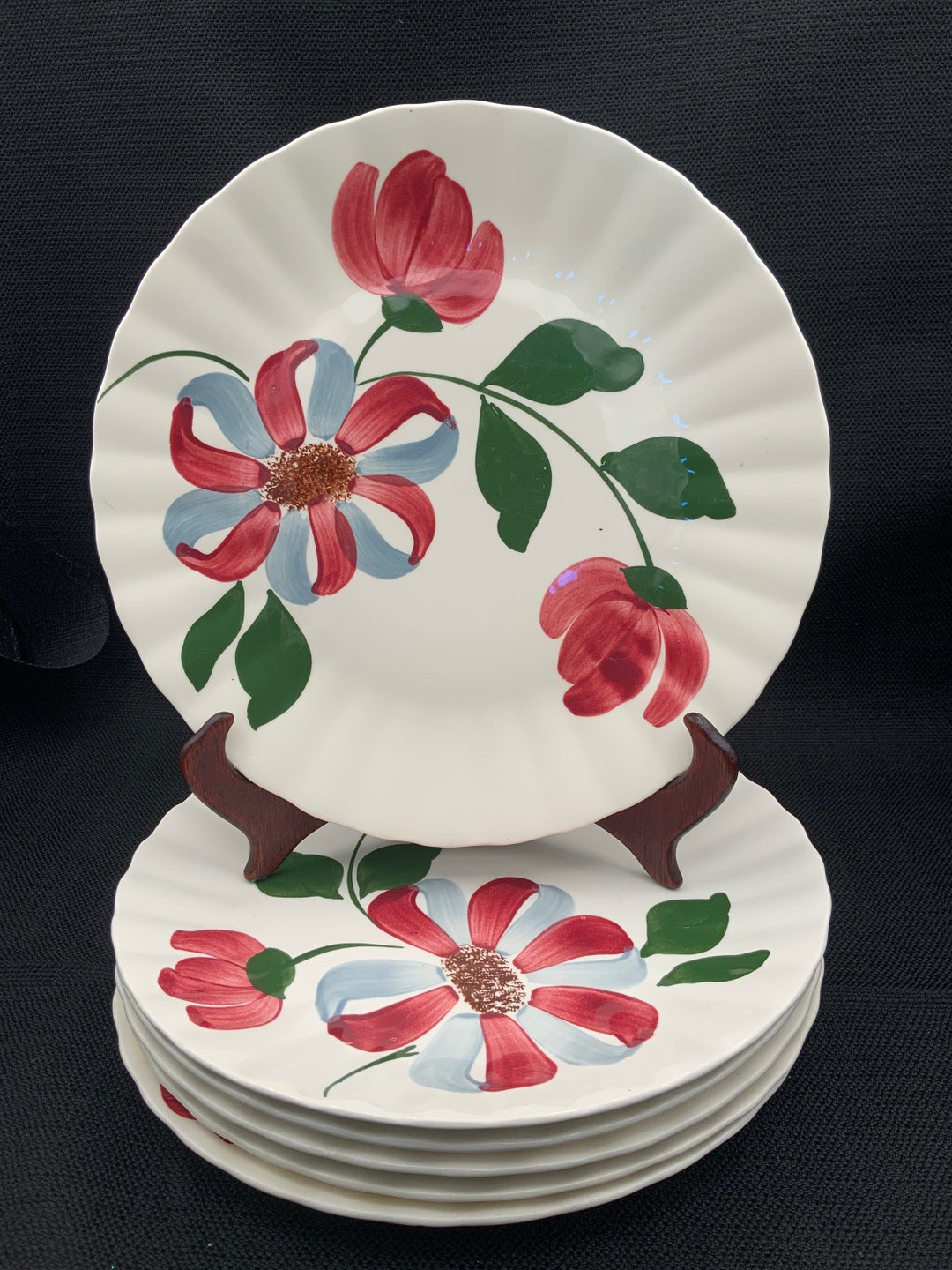 Vintage Blue Ridge Pottery Dinner Plate, Hand-painted Ceramic Plate ...