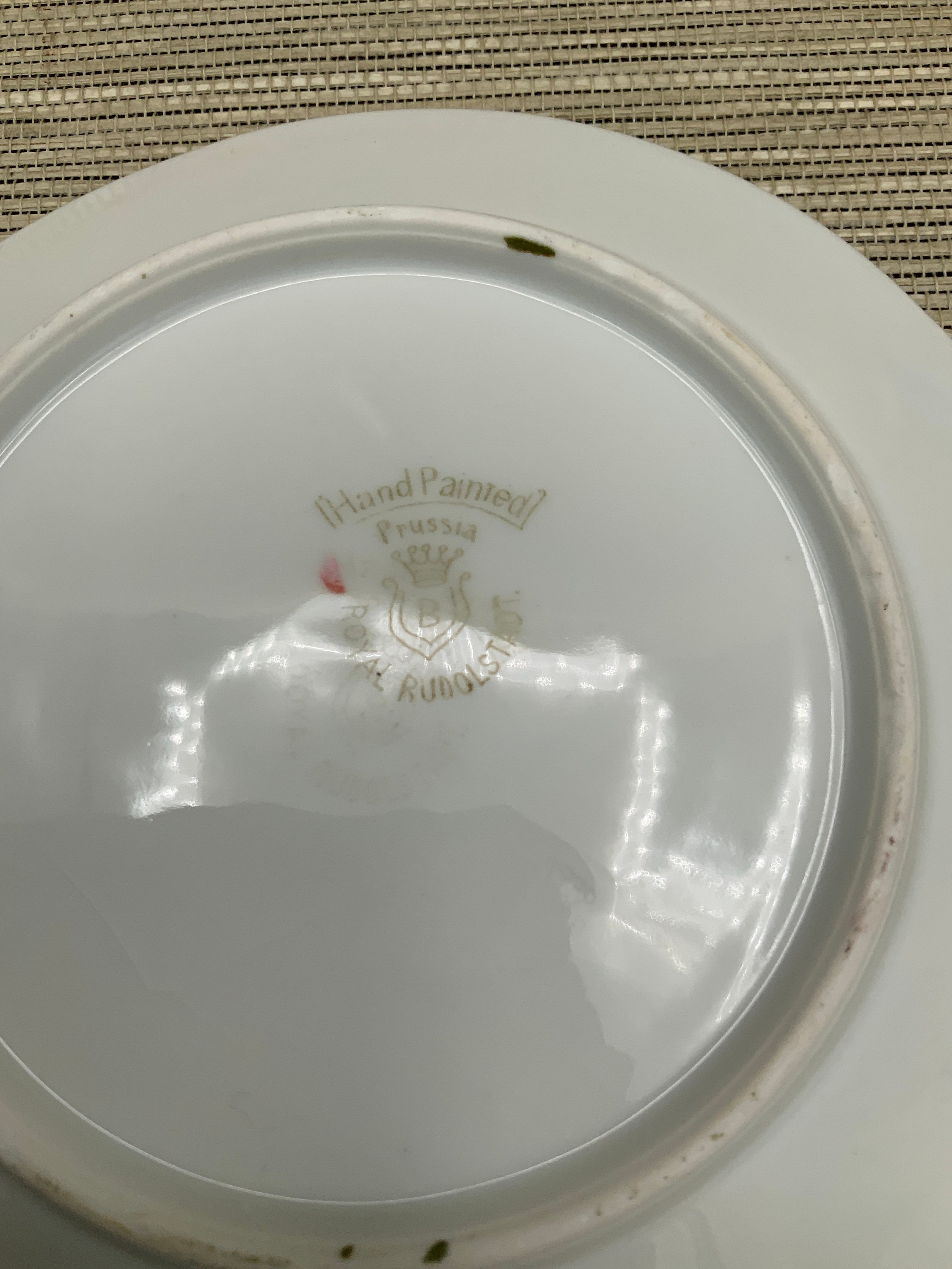 Royal Rudolstadt Prussia Plate, Pink and White Flower, Hand Painted 8 1 ...