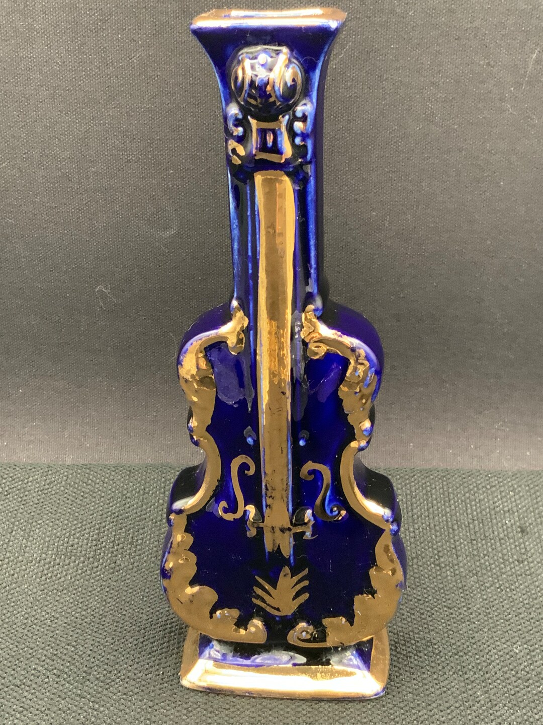 Cobalt Blue Violin Vase: 22K Gold Ceramic Wall Pocket - Etsy